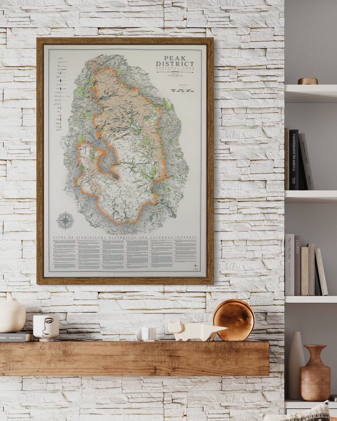 Large Peak District Map - Vintage Wall Map of the Peak District - Peak ...