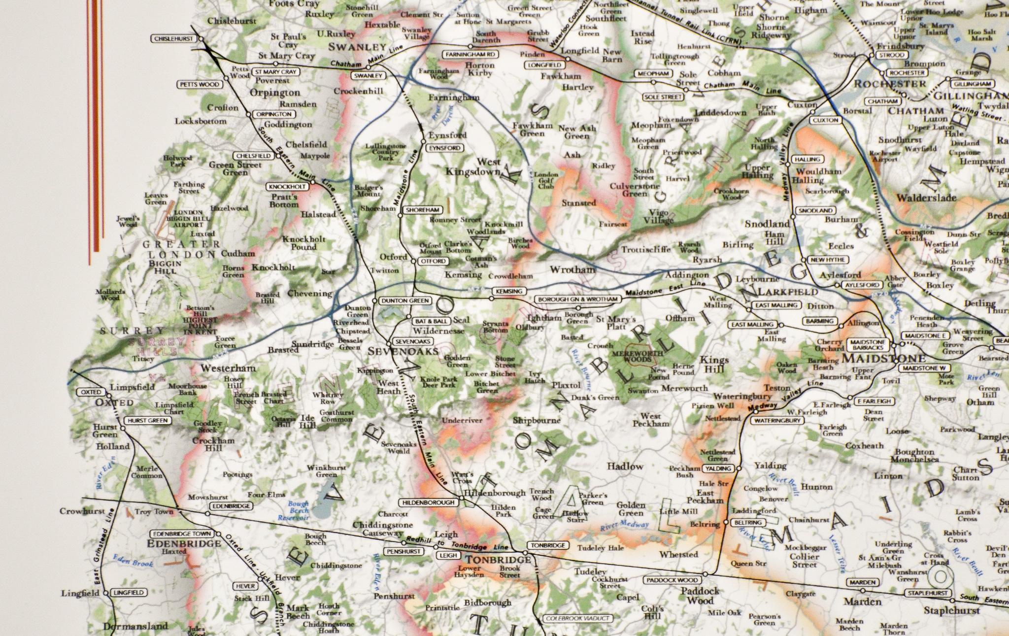 Kent Map Print - Kent Wall Map - Vintage Map of Kent - Map of Kent ...