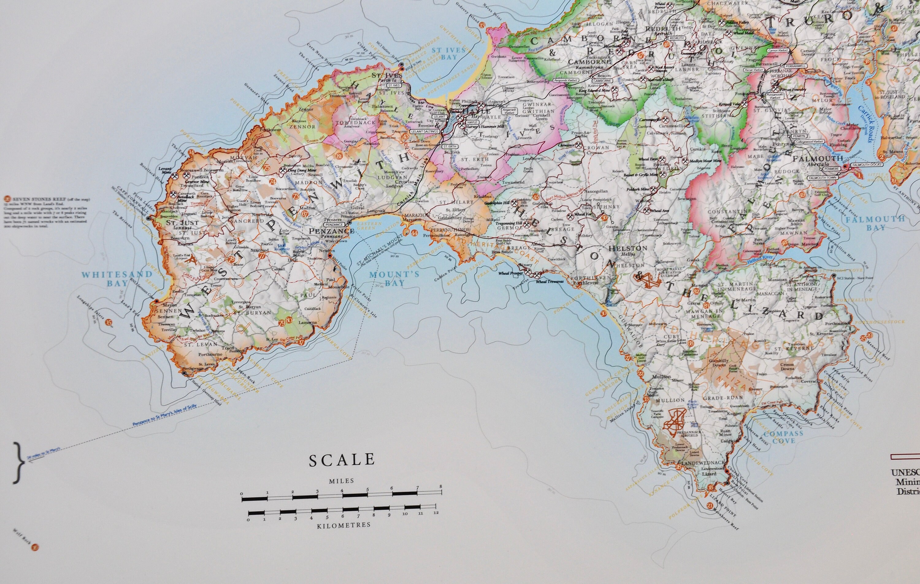 Cornwall County Map Vintage Map Print of Cornwall Map of - Etsy