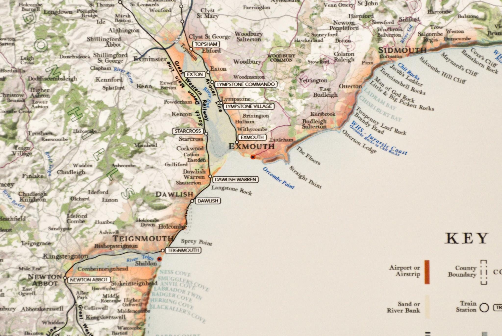 Devon Map Print - Devon Wall Map - Vintage Map of Devon - Map of Devon ...