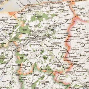 Kent Map Print - Kent Wall Map - Vintage Map of Kent - Map of Kent ...