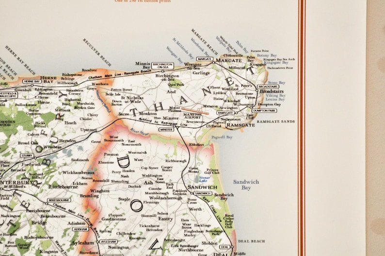 Kent Map Print - Kent Wall Map - Vintage Map of Kent - Map of Kent ...
