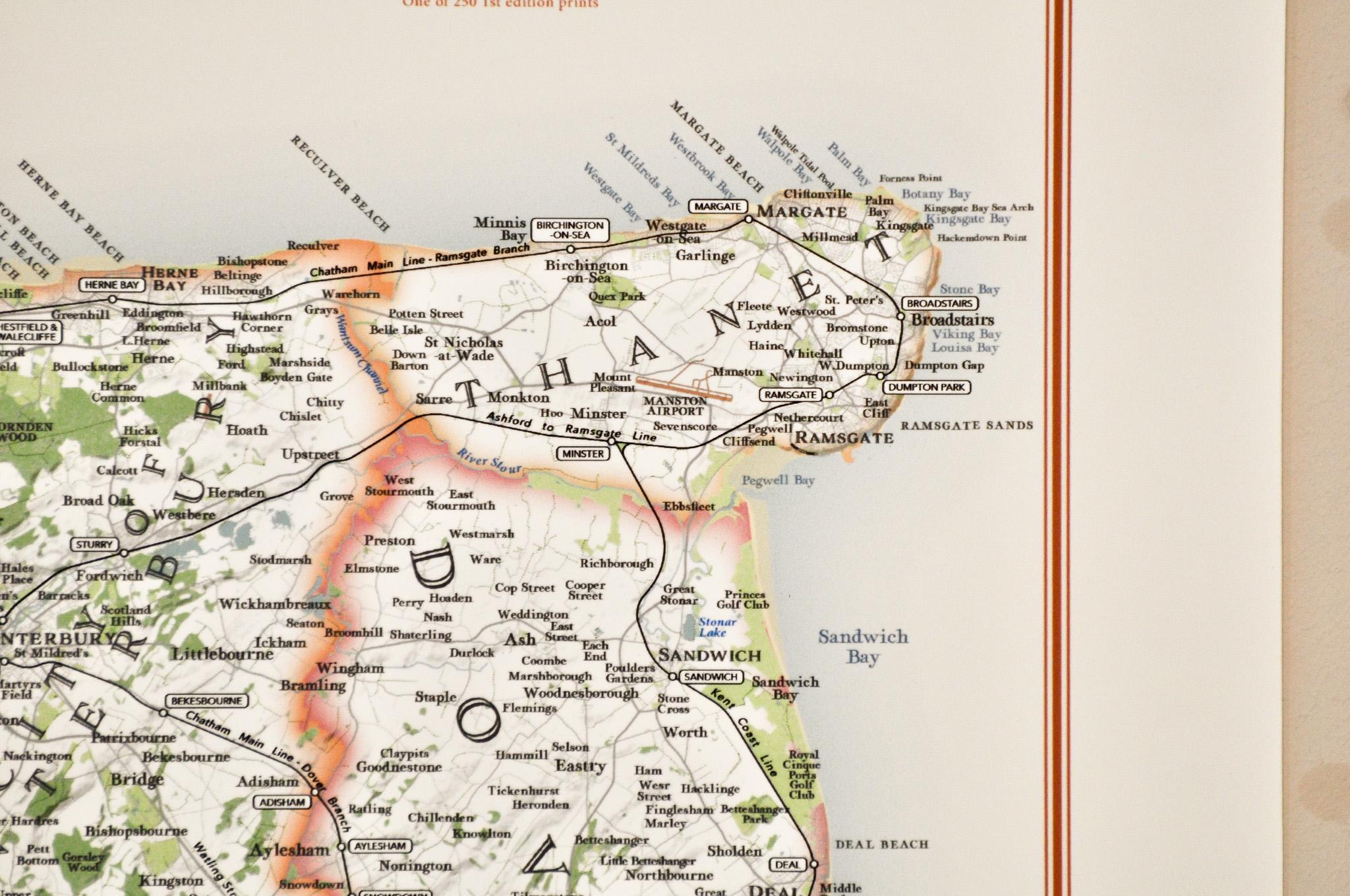 Kent Map Print - Kent Wall Map - Vintage Map of Kent - Map of Kent ...