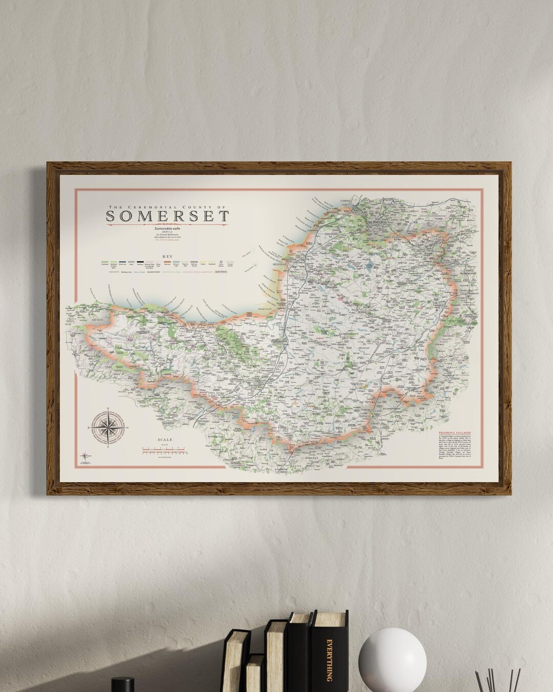 Somerset Map Print Somerset Wall Map Vintage Map of Somerset Decorative ...
