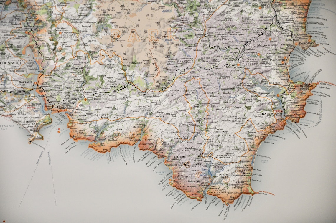 Devon County Map Vintage Map Print of Devon Decorative Map of Devon Large Map of Devon - Etsy