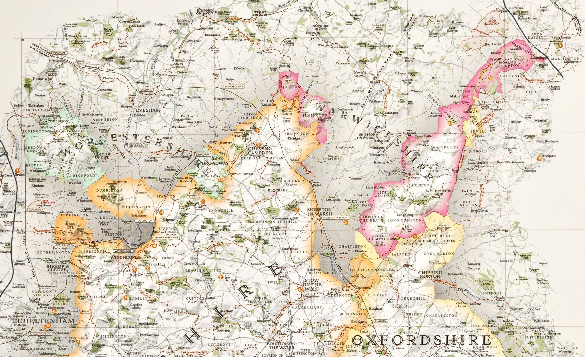 Map of the Cotswolds - Cotswolds Map - Cotswolds Print - Cotswold Wall ...