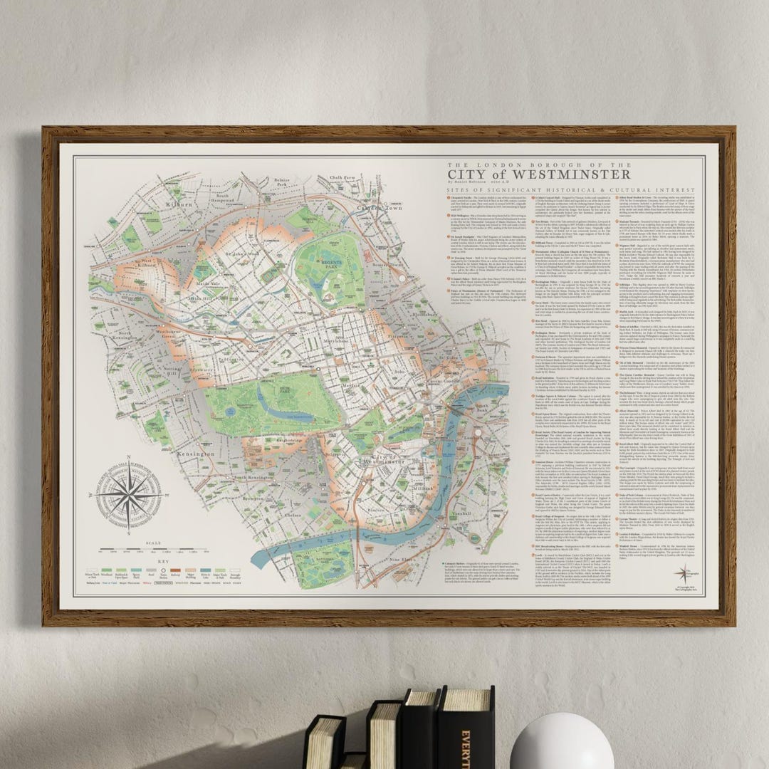 Map of Westminster - Wall Map of Westminster - Map Print of Westminster ...