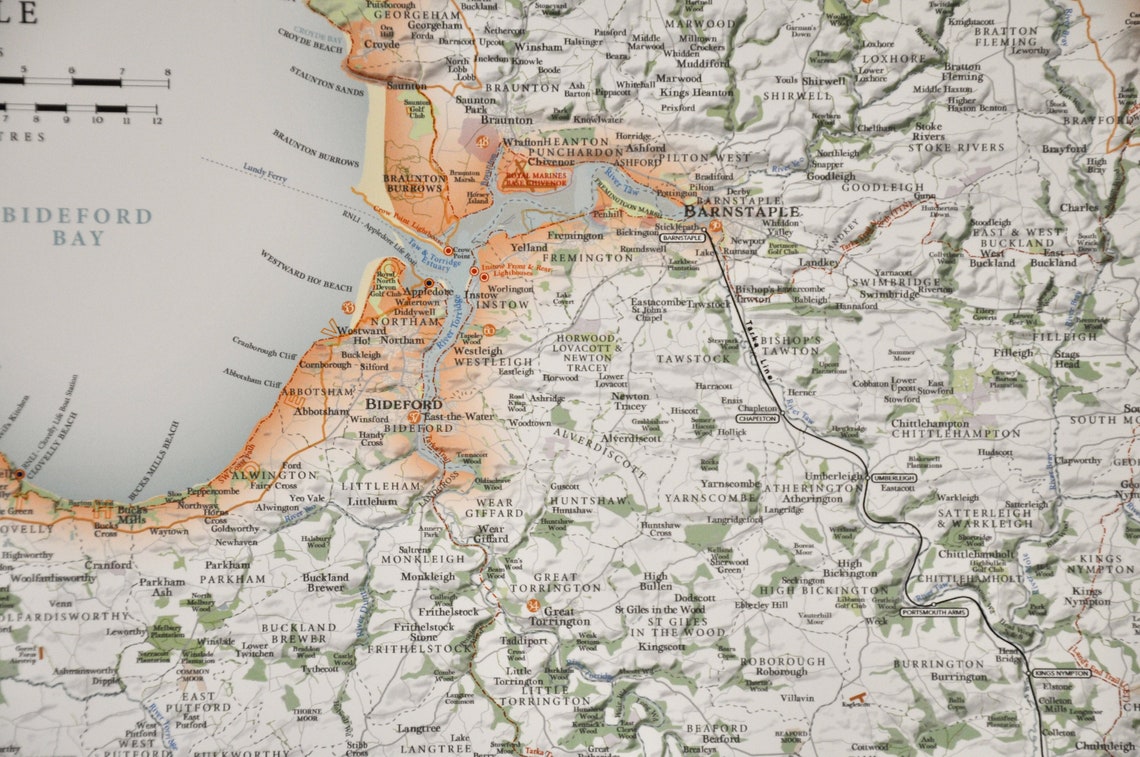 Devon County Map Vintage Map Print of Devon Decorative Map of Devon Large Map of Devon - Etsy