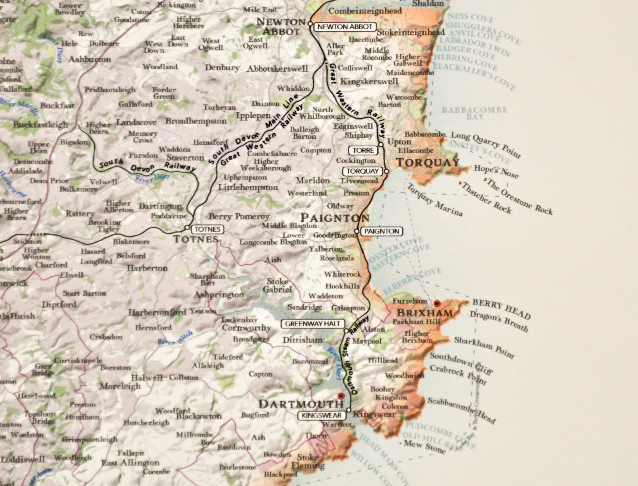 Devon Map Print - Devon Wall Map - Vintage Map of Devon - Map of Devon ...