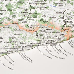 High Weald Map Print - High Weald Wall Map - Vintage Map of High Weald ...