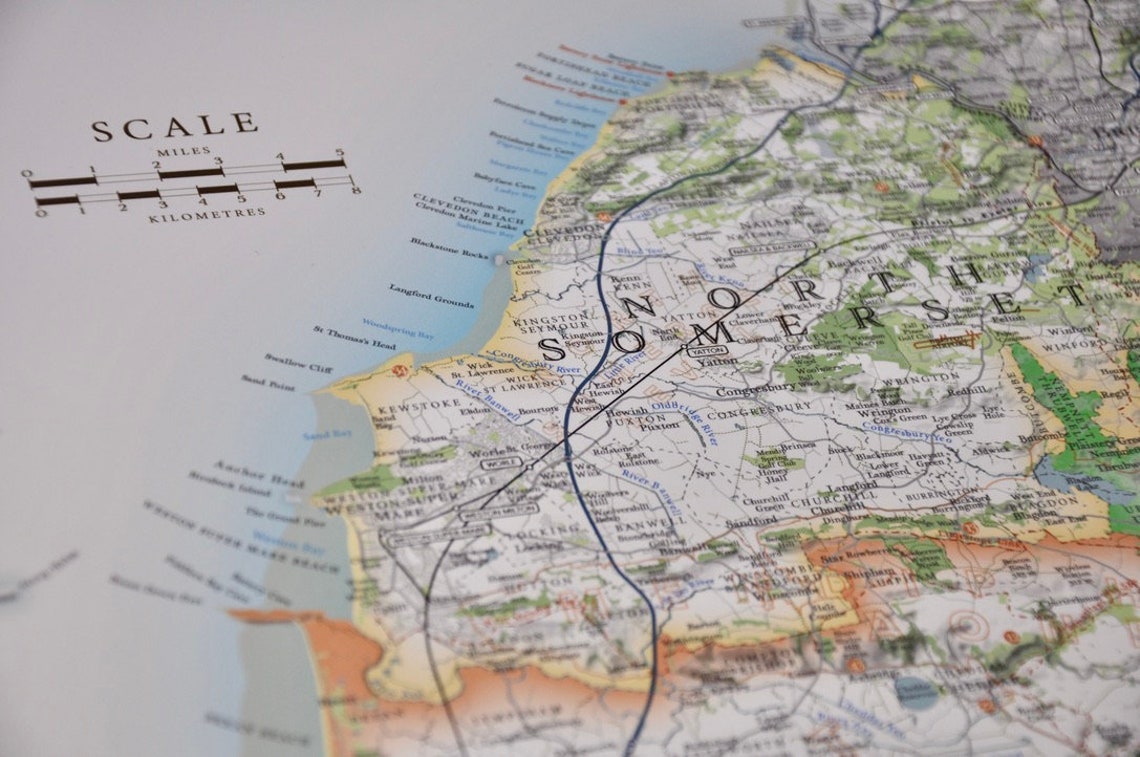 Somerset Map County Map of Somerset Vintage Map Print of - Etsy