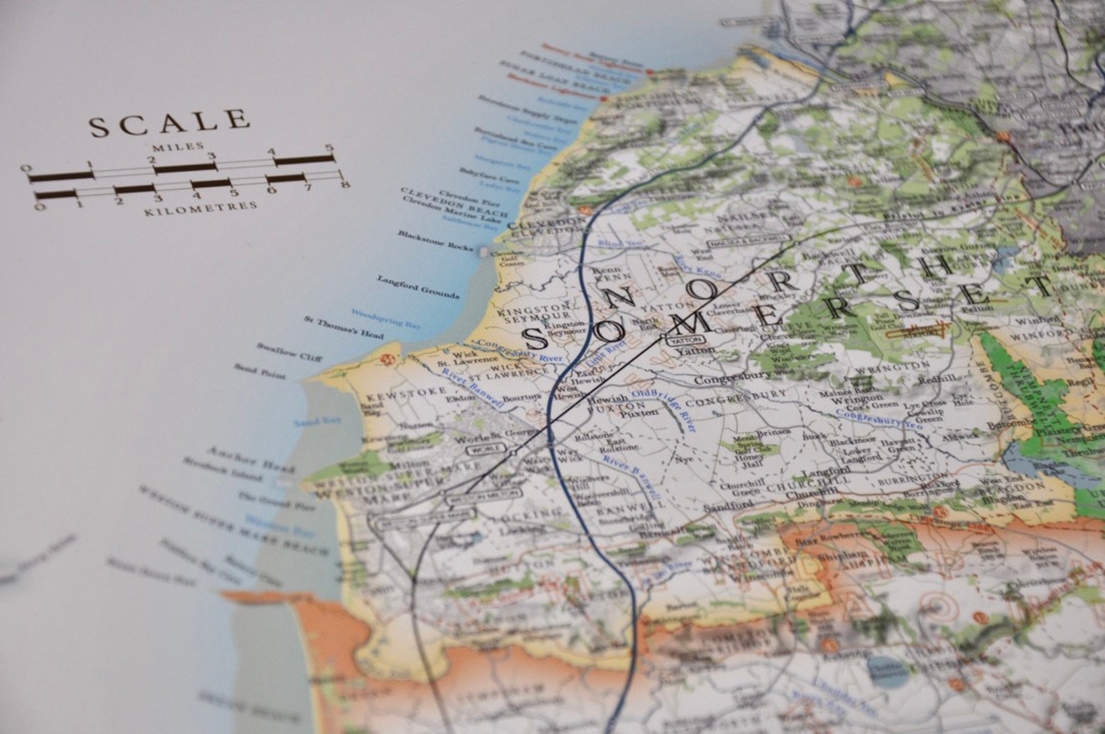 Somerset Map County Map of Somerset Vintage Map Print of Somerset ...