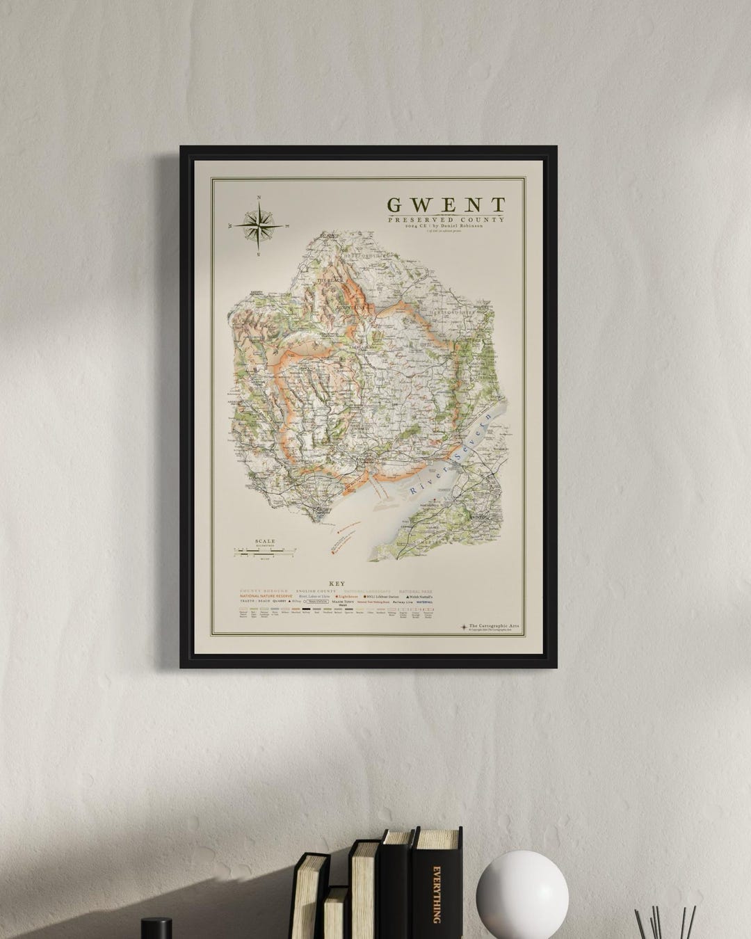 Gwent Map Print - Gwent Wall Map - Vintage Map of Gwent - Map of Gwent ...