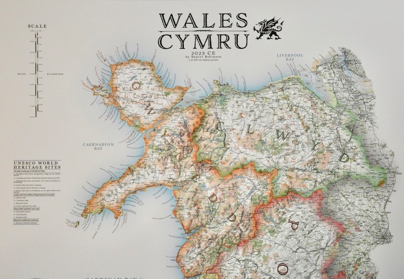 Map of Wales With Preserved Counties - Etsy
