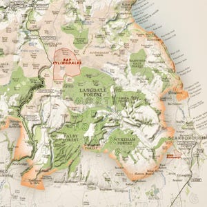 Vintage Style North York Moors Map: Giclee Art Print - Etsy UK
