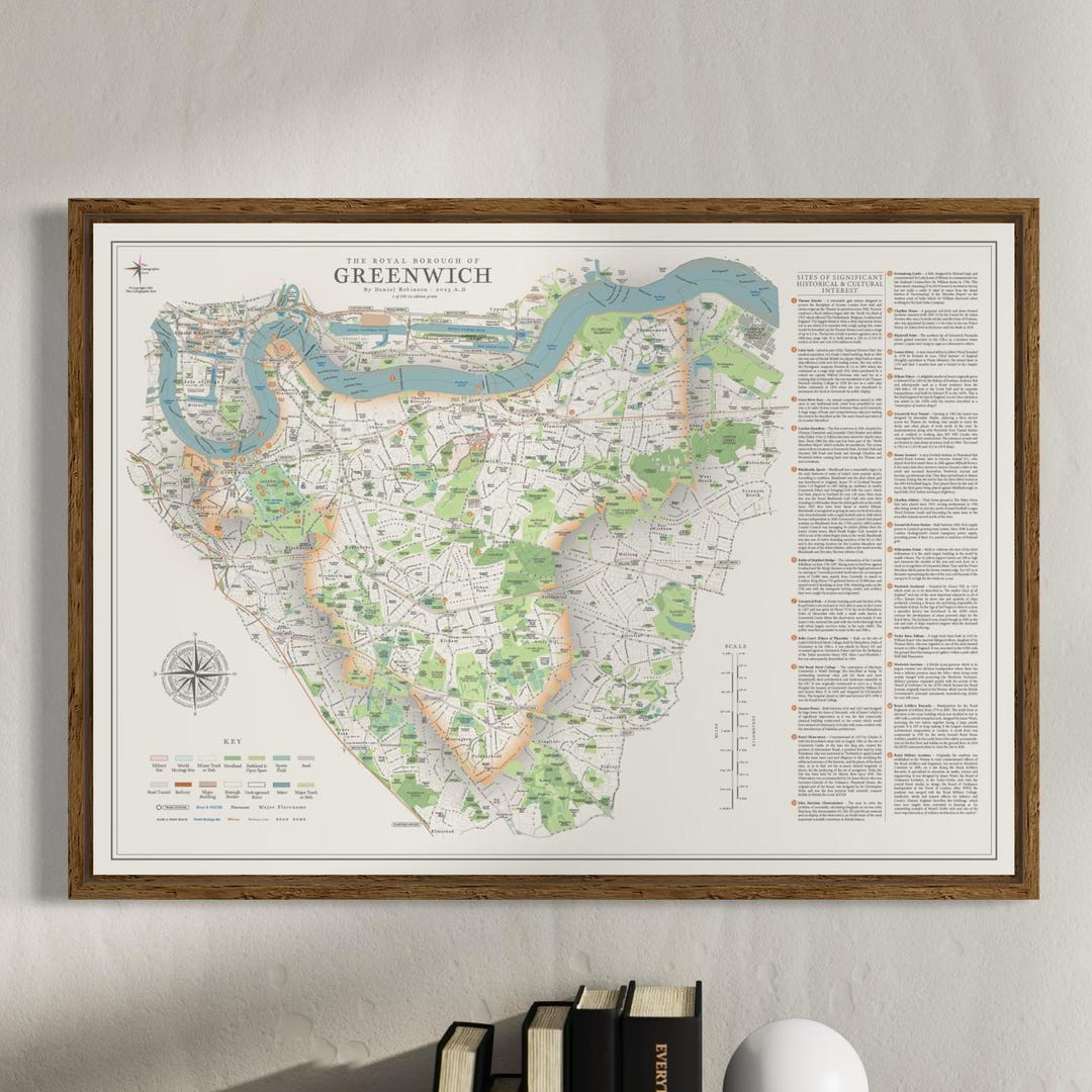 Map of Greenwich - Map Print of Greenwich - London Maps - London Gift ...