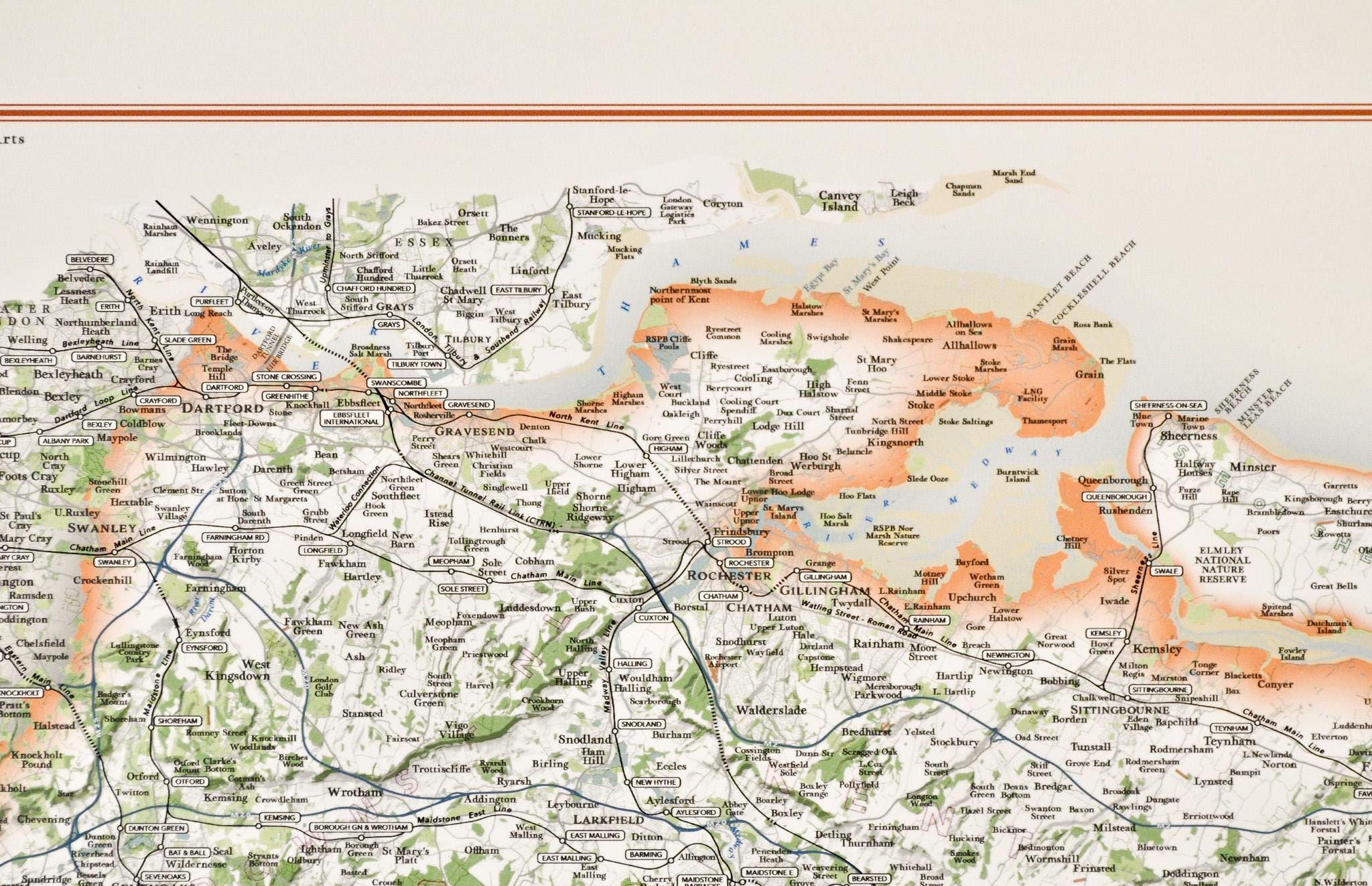 Vintage Kent Map Print: Decorative England Wall Art - Etsy UK