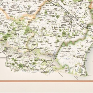 Kent Map Print - Kent Wall Map - Vintage Map of Kent - Map of Kent ...