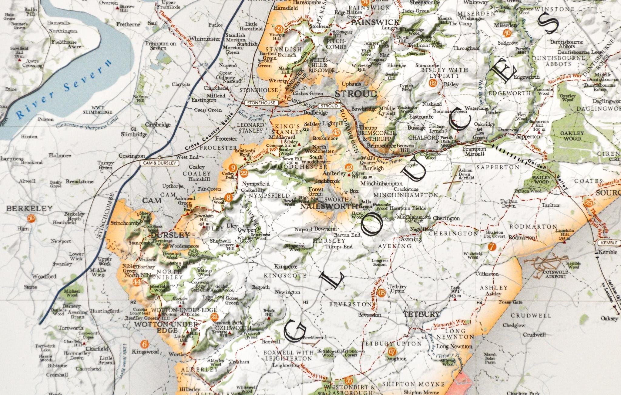 Map of the Cotswolds - Cotswolds Map - Cotswolds Print - Cotswold Wall ...