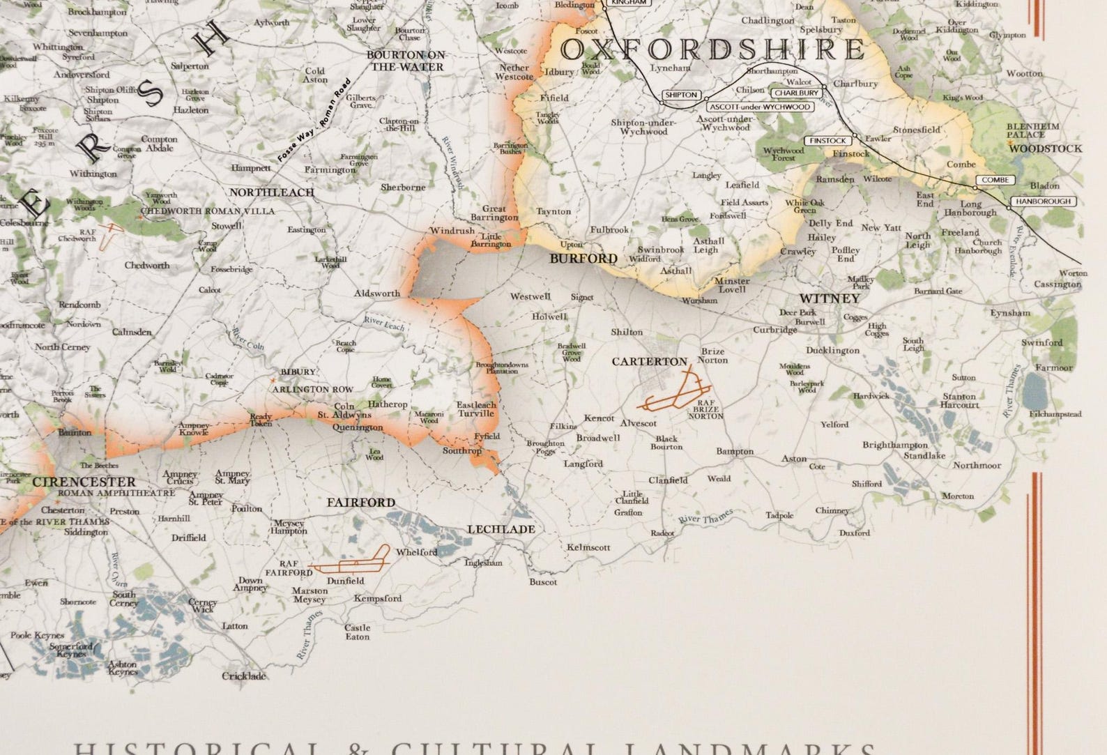 Cotswolds Map - Cotswolds Wall Map - Cotswolds Way Map - Map of ...