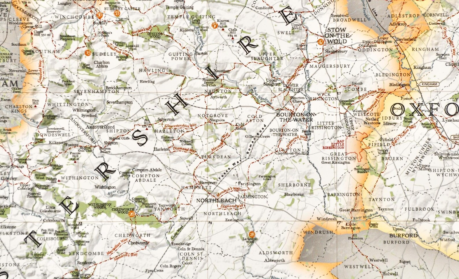 Cotswolds National Landscape Map – Vintage Style Wall Art Print ...