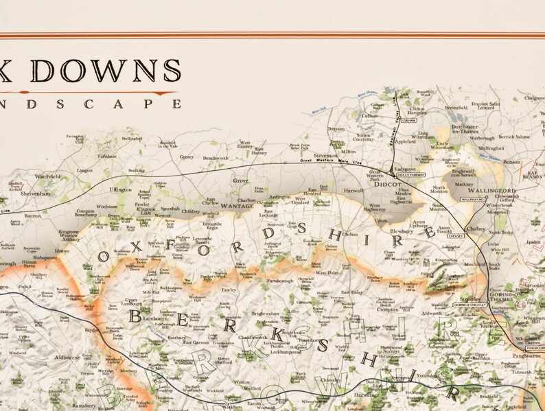 North Wessex Downs Map Print - North Wessex Downs Wall Map - Vintage ...