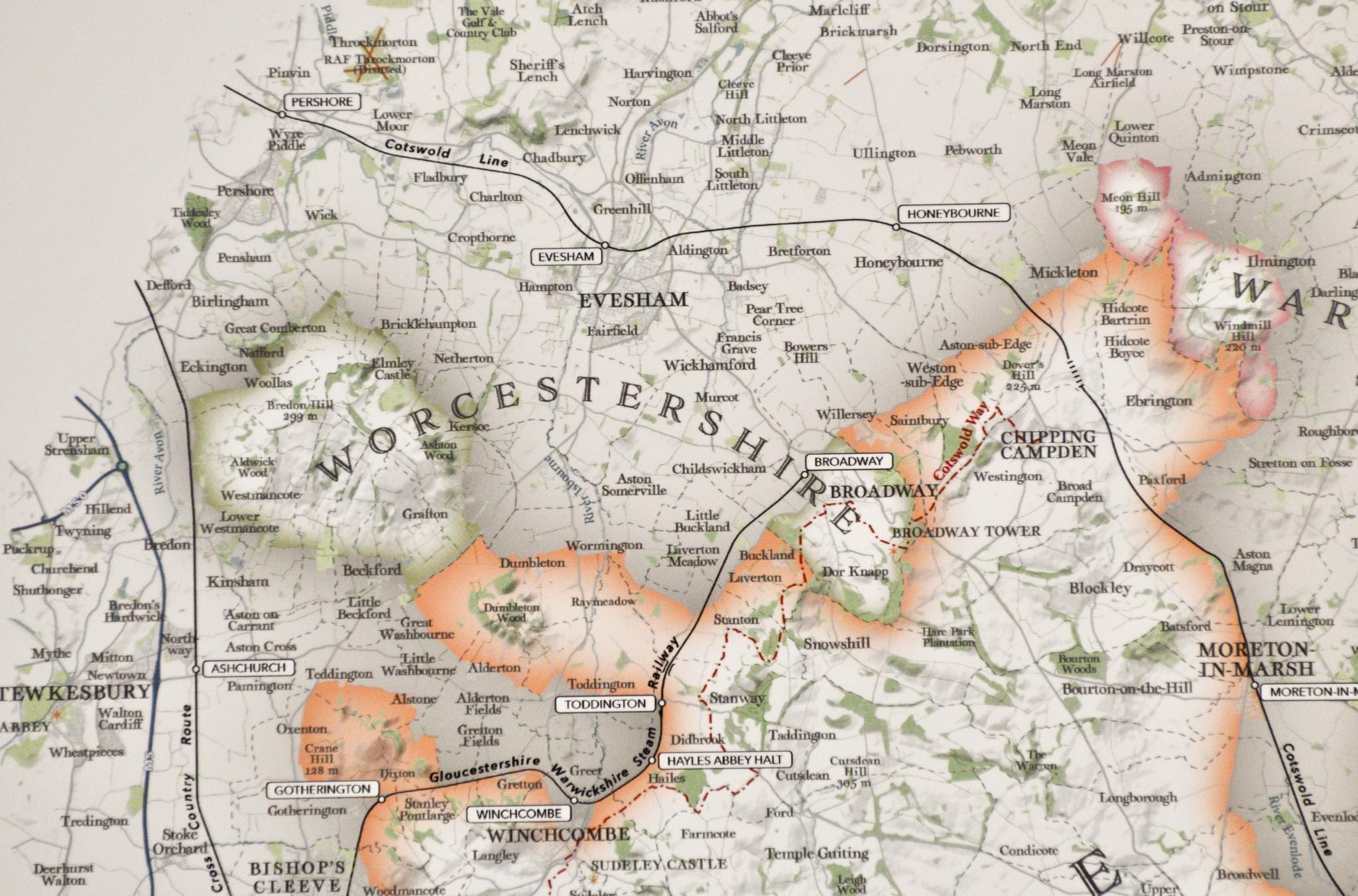 Cotswolds Map - Cotswolds Wall Map - Cotswolds Way Map - Map of ...