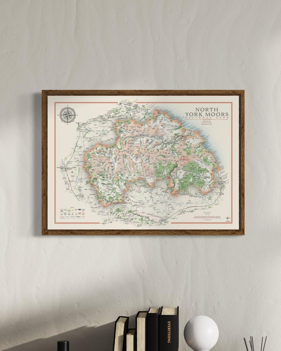North York Moors Map - North York Moors Wall Map - Vintage Map of North ...