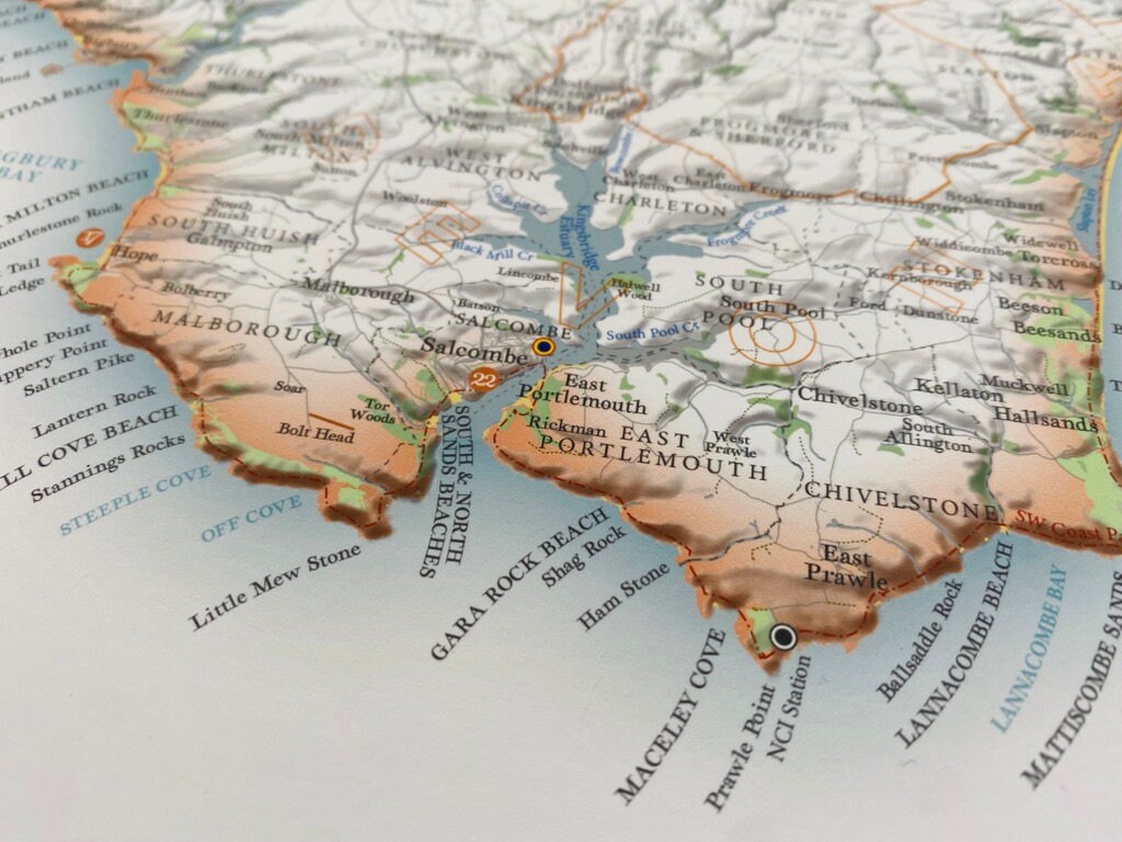 Vintage South Hams Map Print: Devon Historical Art (A2 Landscape) - Etsy UK