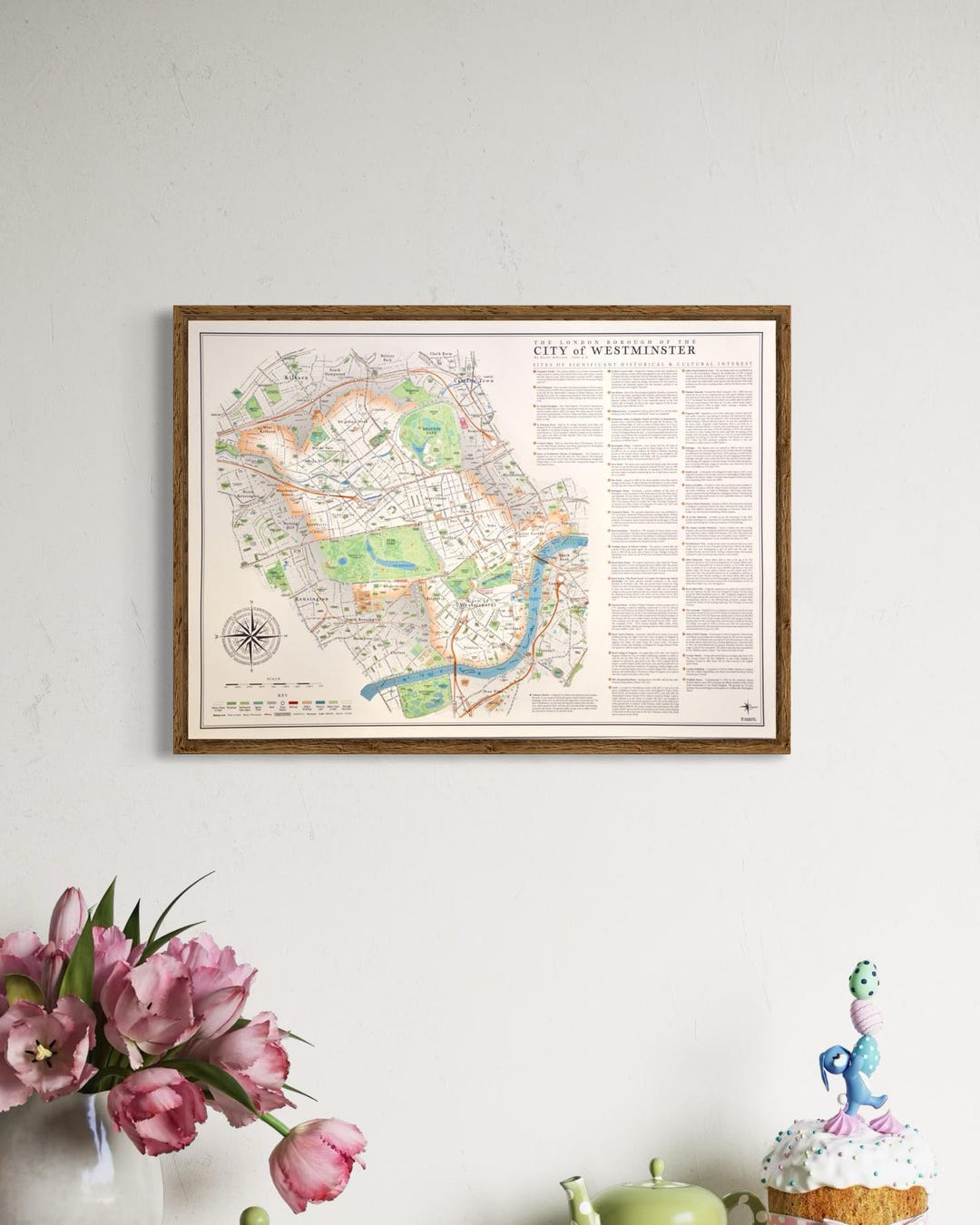 City of Westminster Wall Map Print Vintage London Borough Map of ...