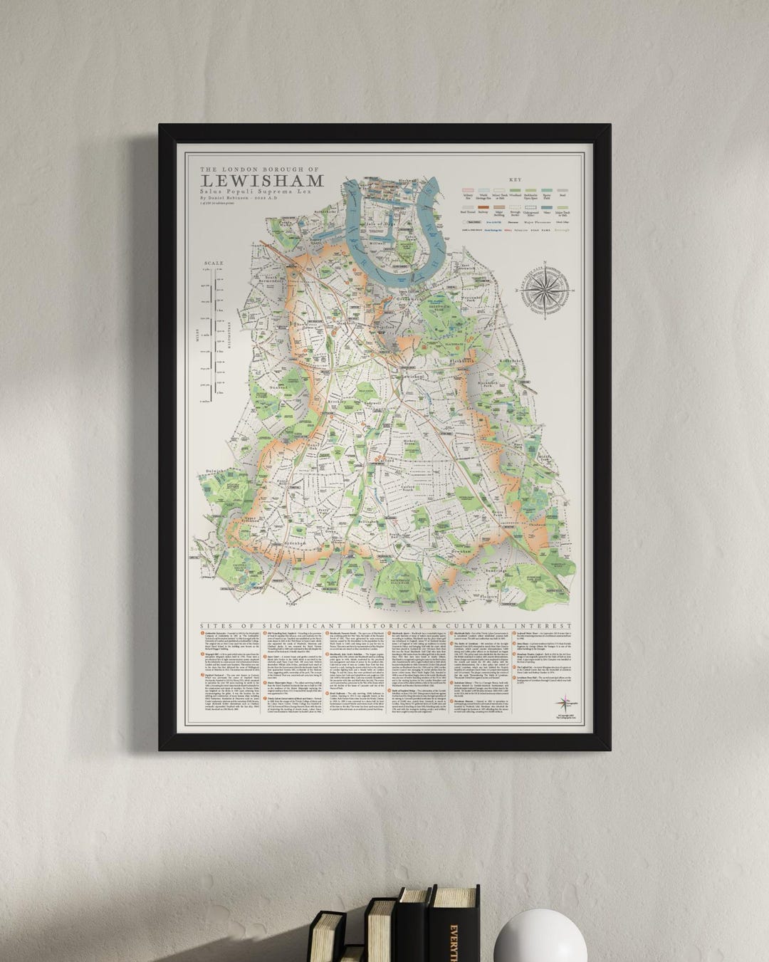 Vintage Style Lewisham Map Print: Giclee Print - Lewisham Map ...
