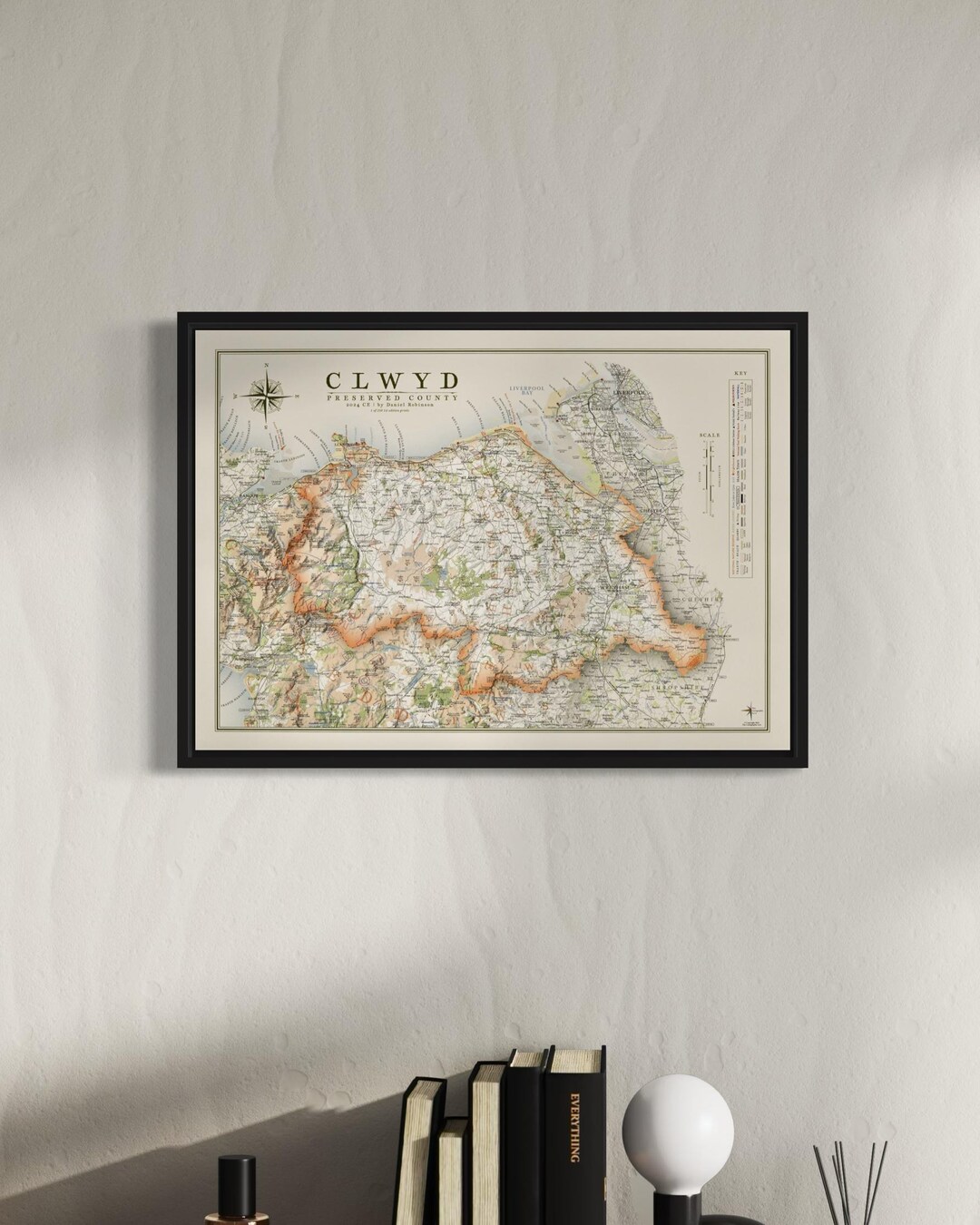 Dyfed Map - Dyfed Preserved County Map - Dyfed Wall Art - Dyfed Framed ...
