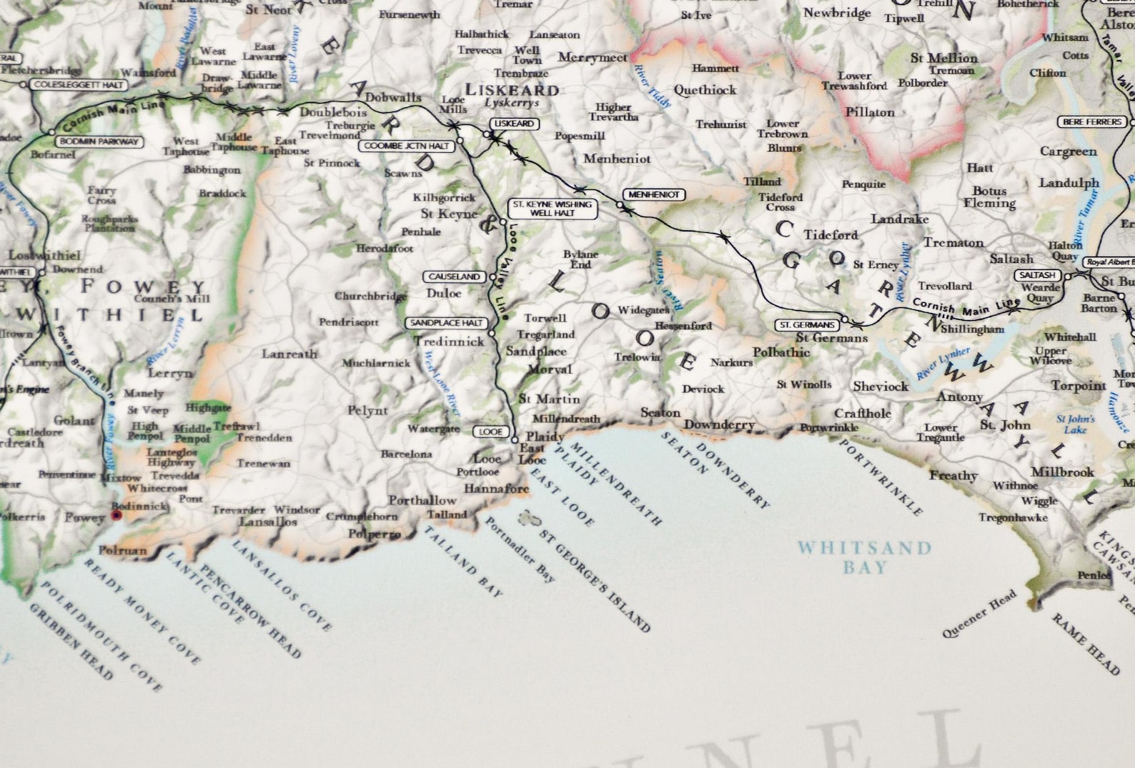 Map of Cornwall - Cornwall Map Print - Cornwall Wall Map - Vintage Map ...