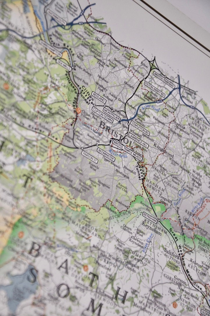 Vintage Style Somerset Map: Giclee Print - Somerset County Map ...
