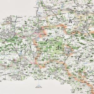 High Weald Map Print - High Weald Wall Map - Vintage Map of High Weald ...