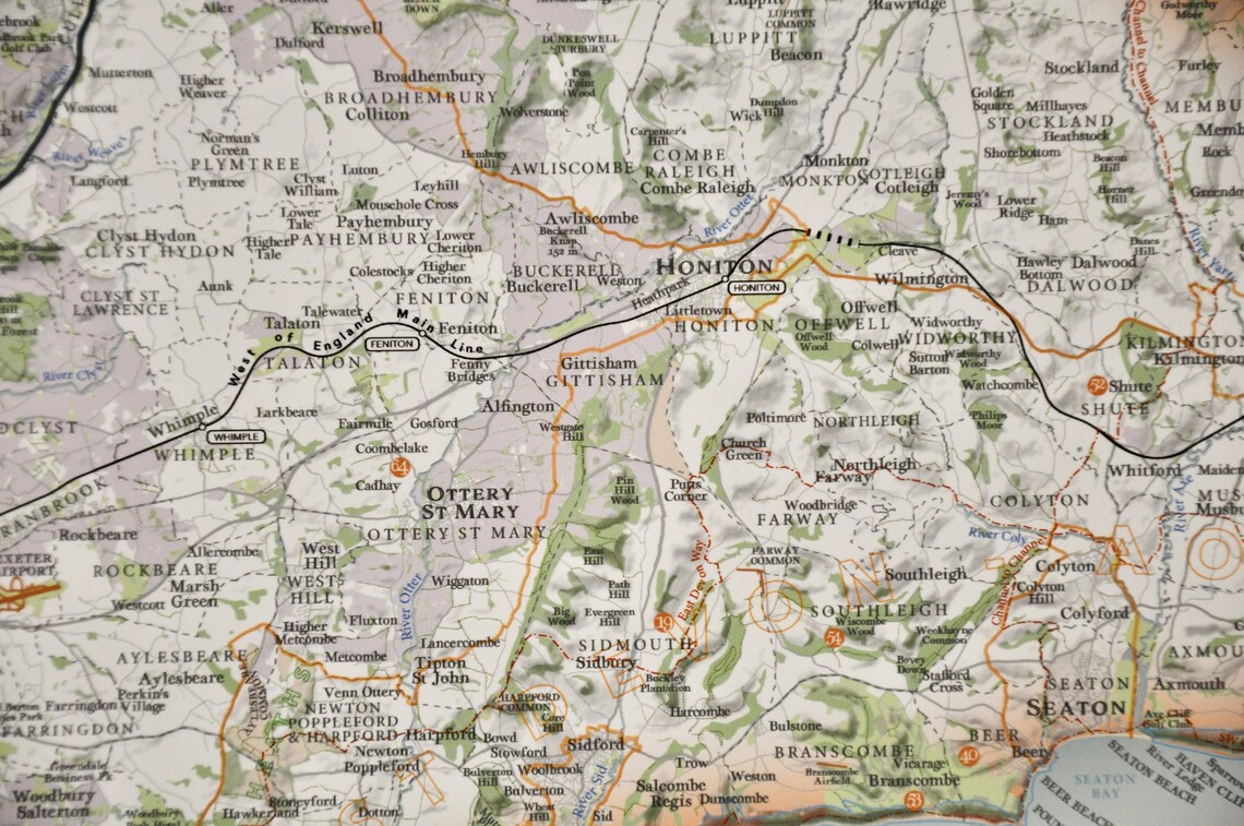 Devon County Map Vintage Map Print of Devon Decorative Map of Devon Large Map of Devon - Etsy