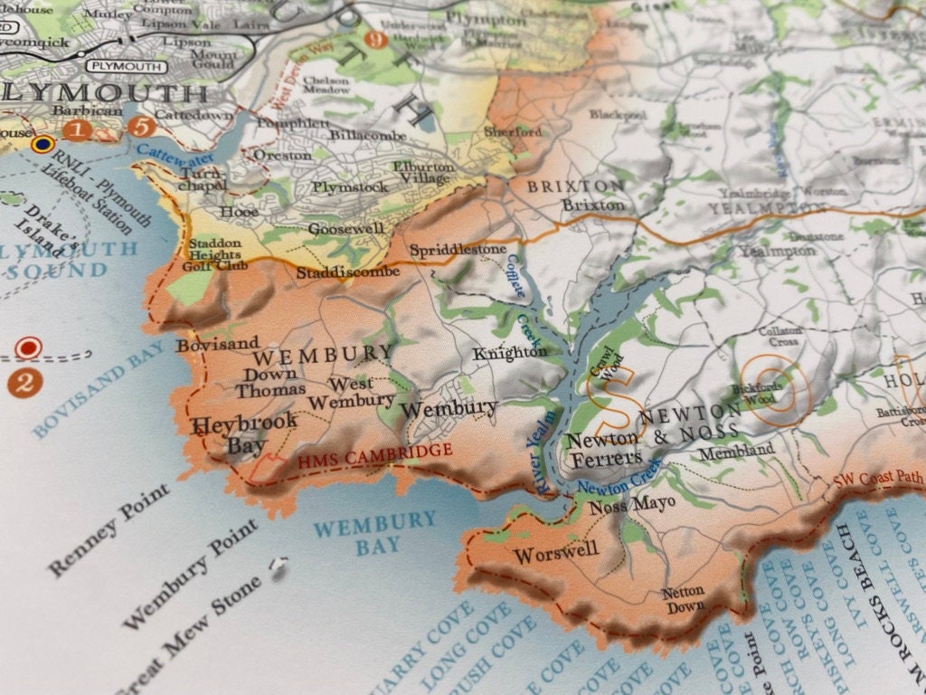 Vintage South Hams Map Print: Devon Historical Art (A2 Landscape) - Etsy UK