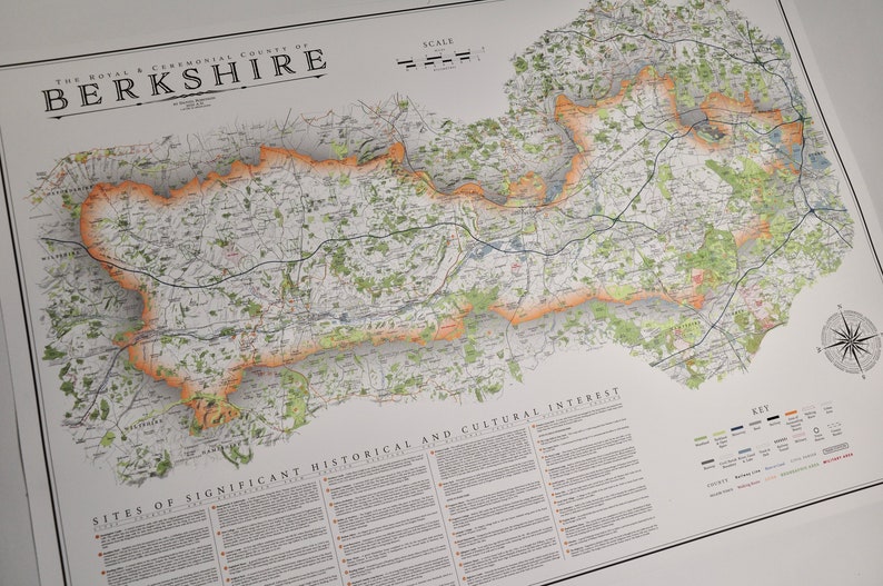 Vintage Style Berkshire Map Art Print: Royal County Giclee - Etsy UK