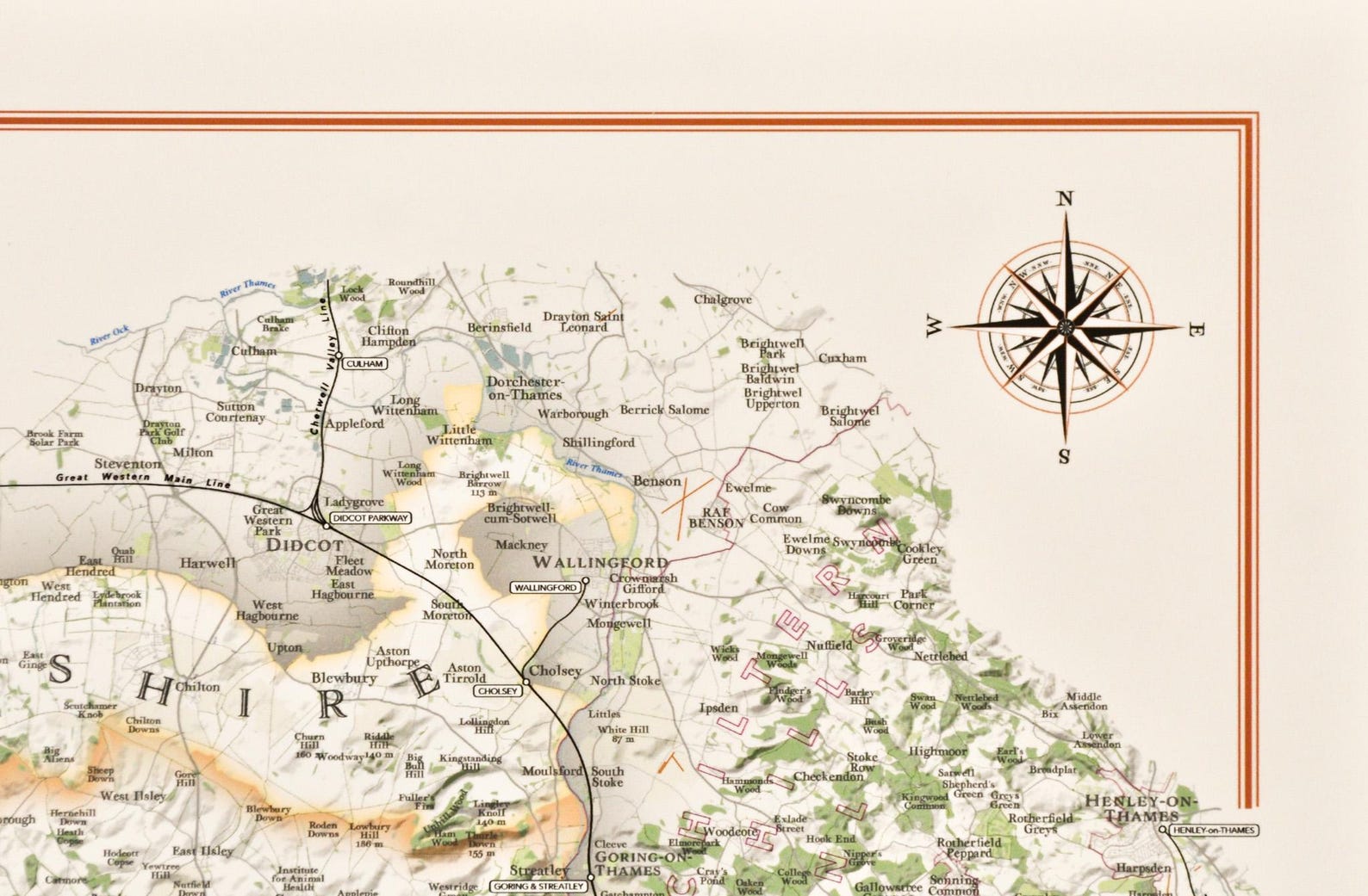 North Wessex Downs Map Print - North Wessex Downs Wall Map - Vintage ...