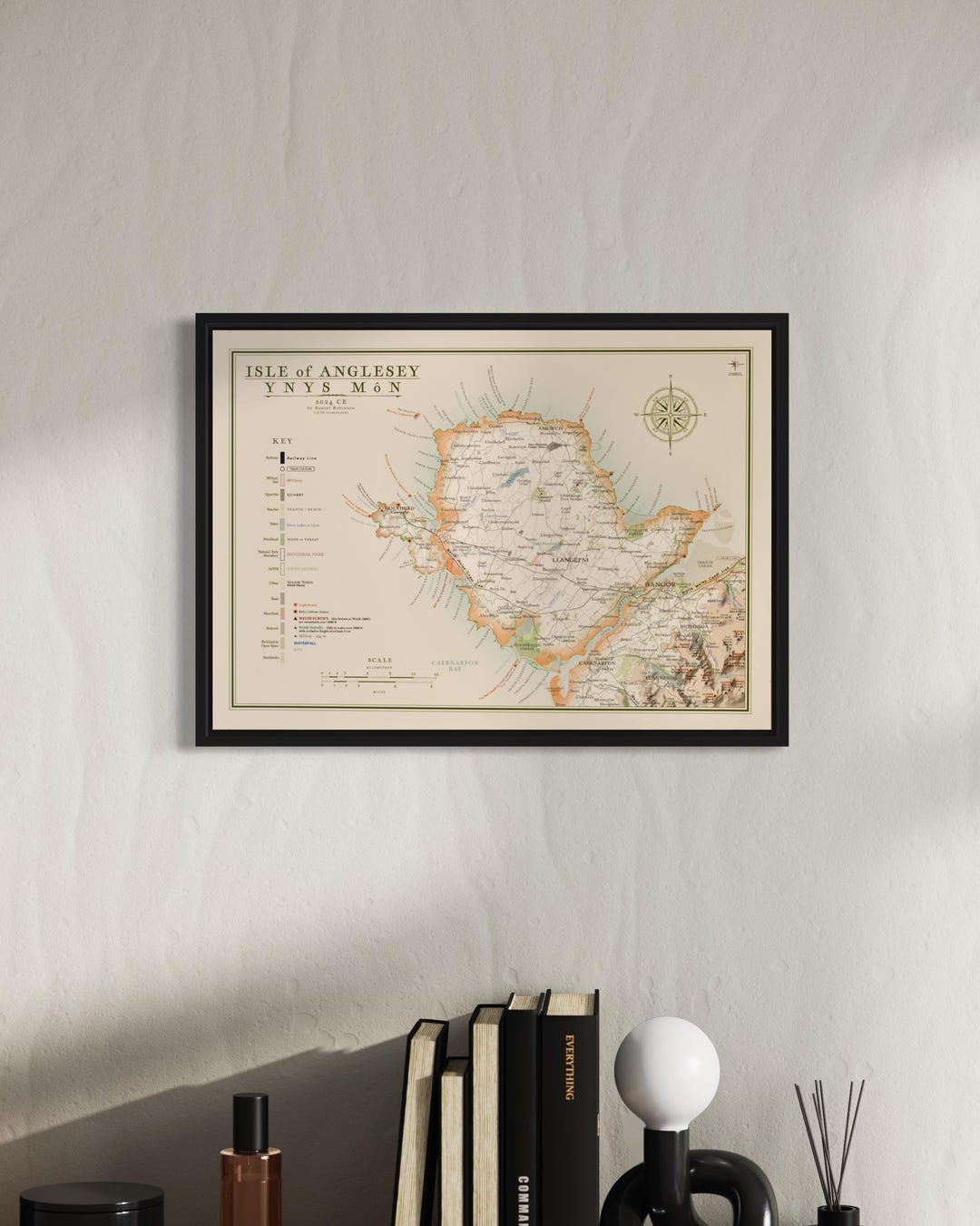 Vintage Anglesey Map Print | Ynys Môn, Framed Wall Art - Etsy UK