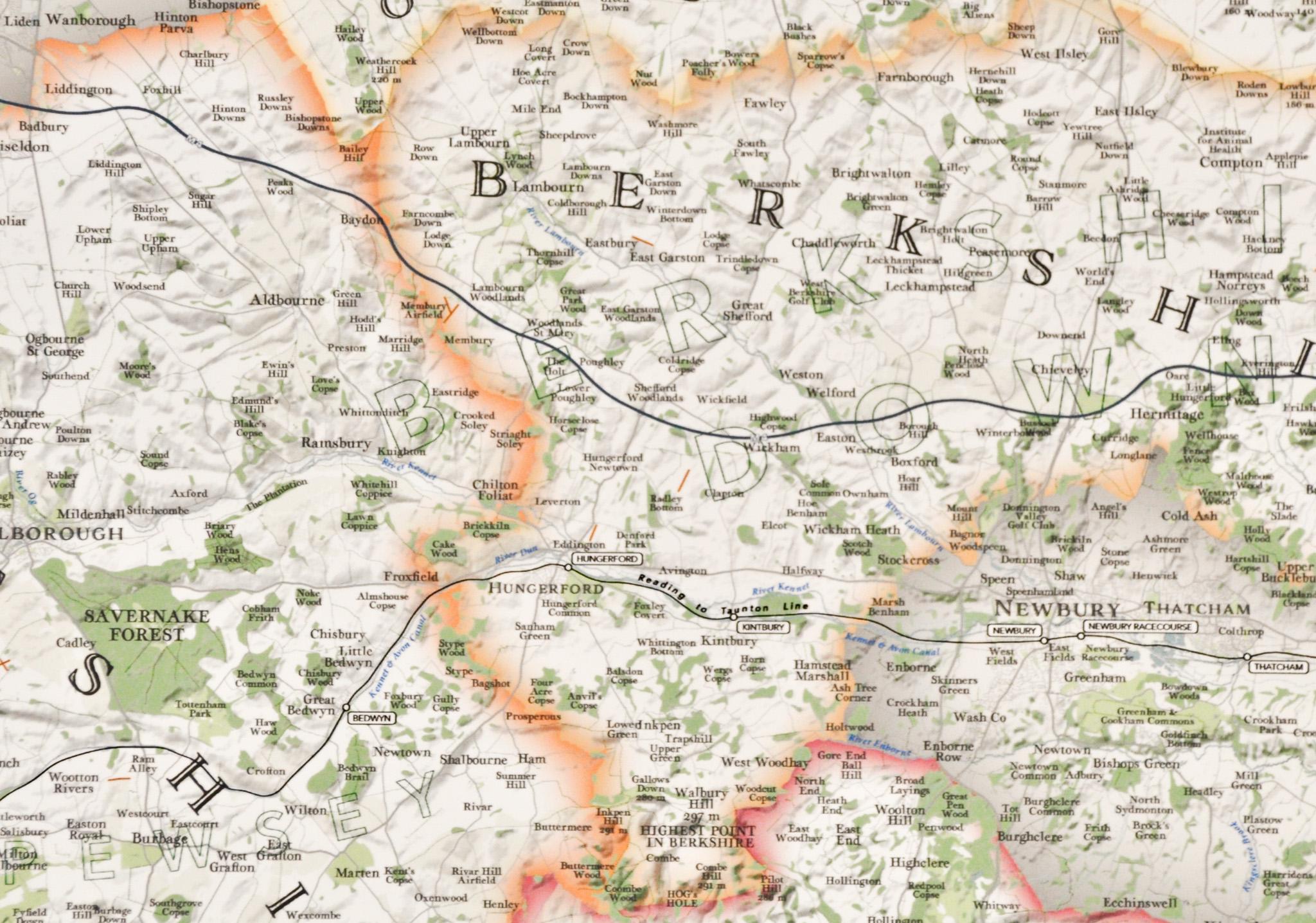 North Wessex Downs Map Print - North Wessex Downs Wall Map - Vintage ...