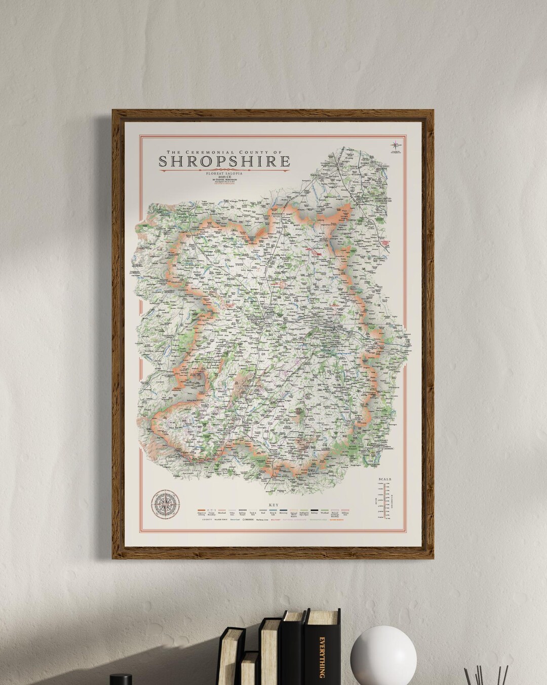 Shropshire Map Print Shropshire Wall Map Vintage Map of Shropshire ...