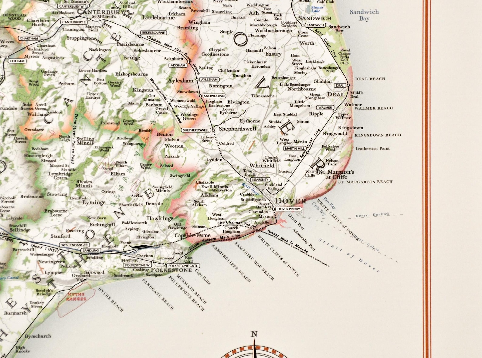 Kent Map Print - Kent Wall Map - Vintage Map of Kent - Map of Kent ...