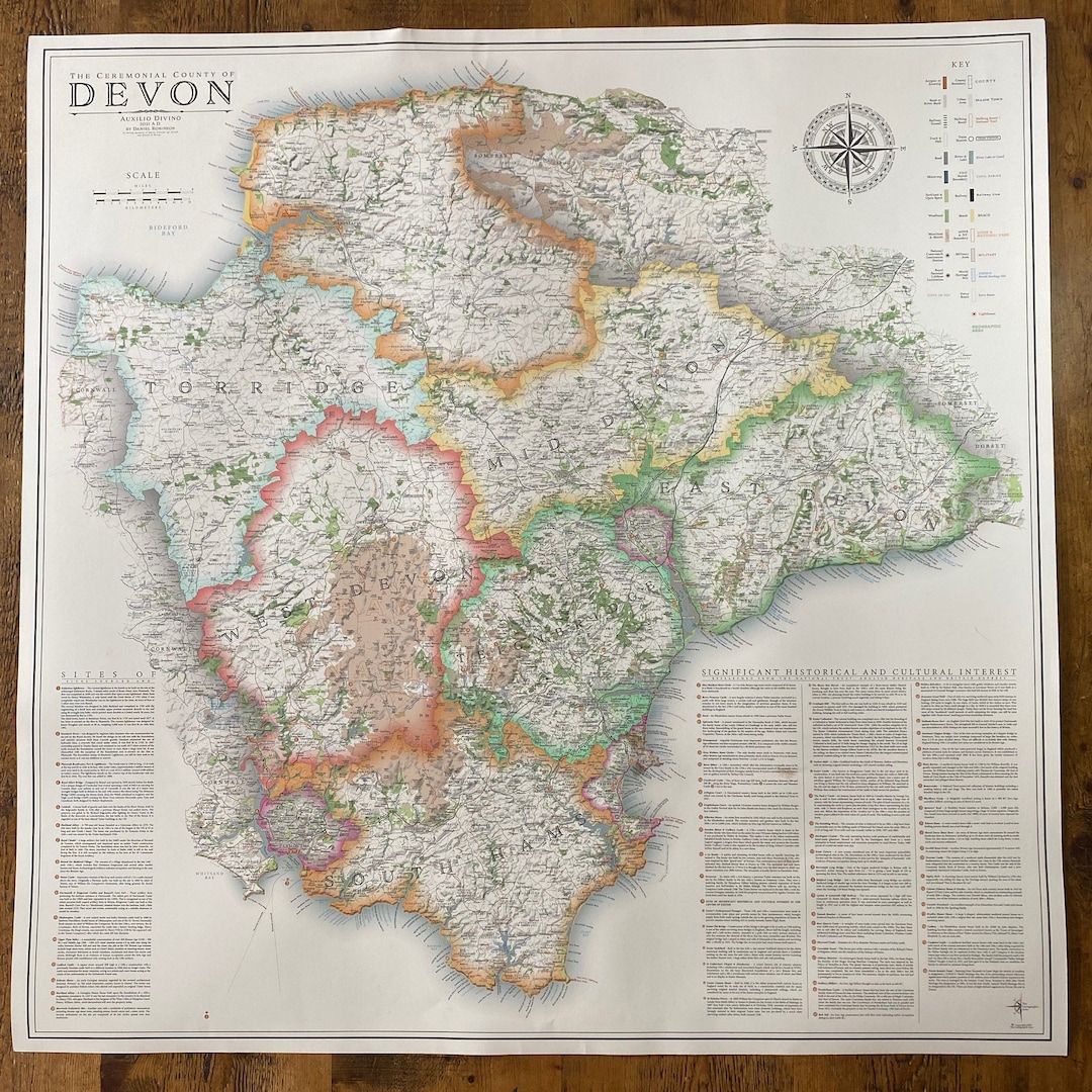 Devon County Map - Etsy