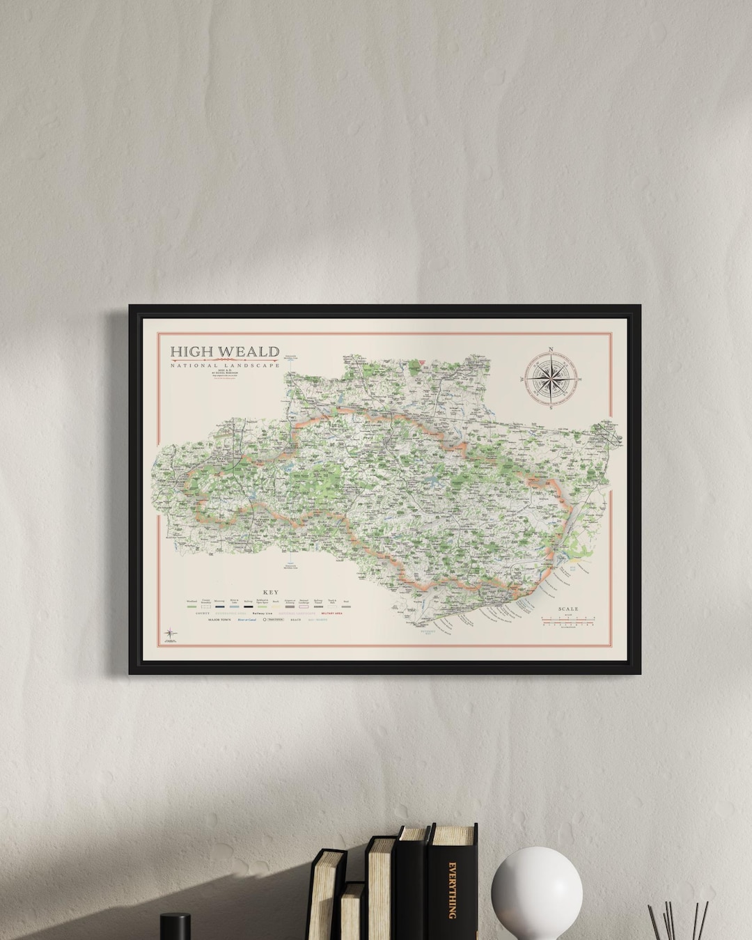 High Weald Map Print High Weald Wall Map Vintage Map of High Weald Map ...