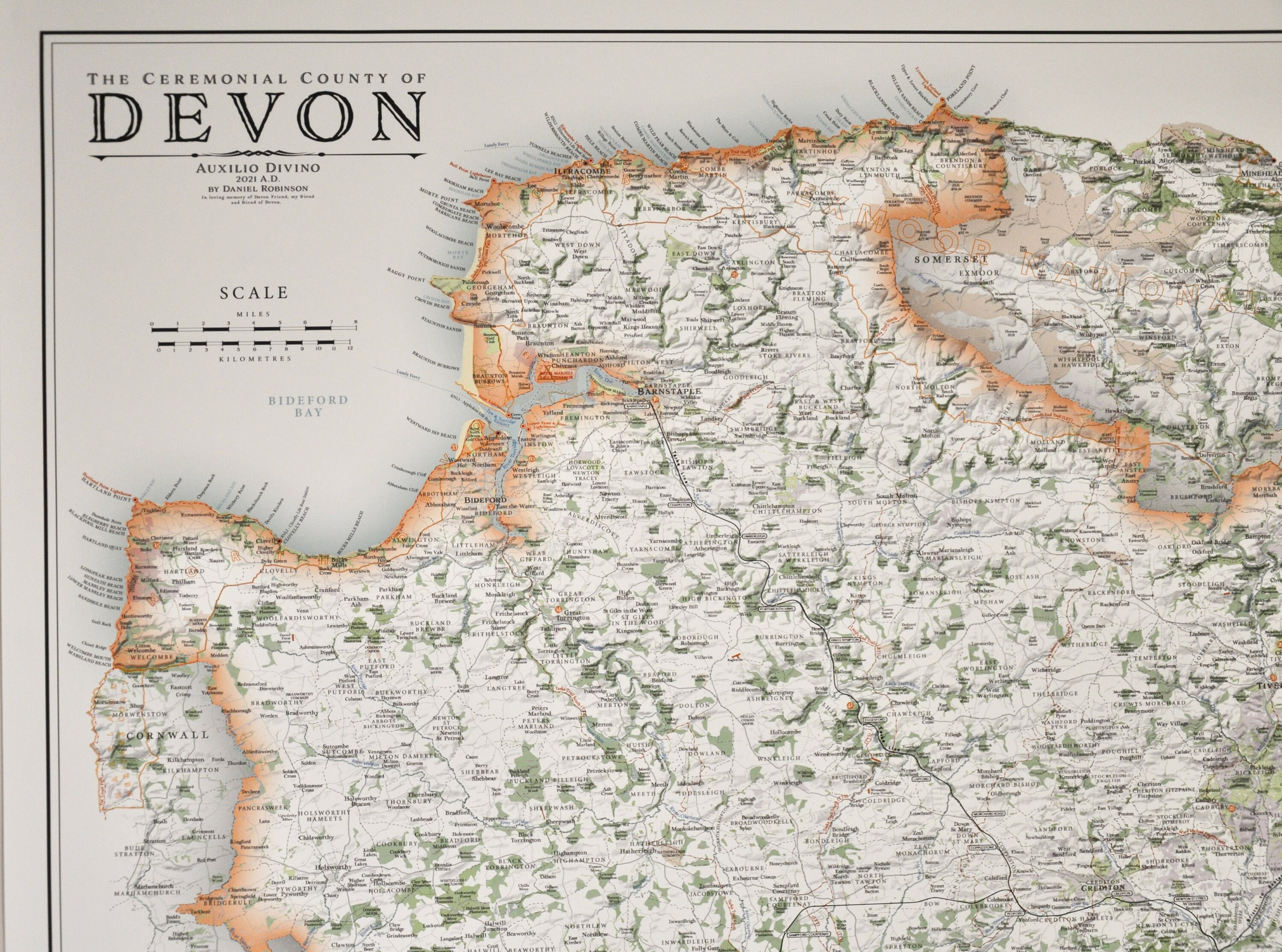 Devon County Map Vintage Map Print of Devon Decorative Map of Devon ...