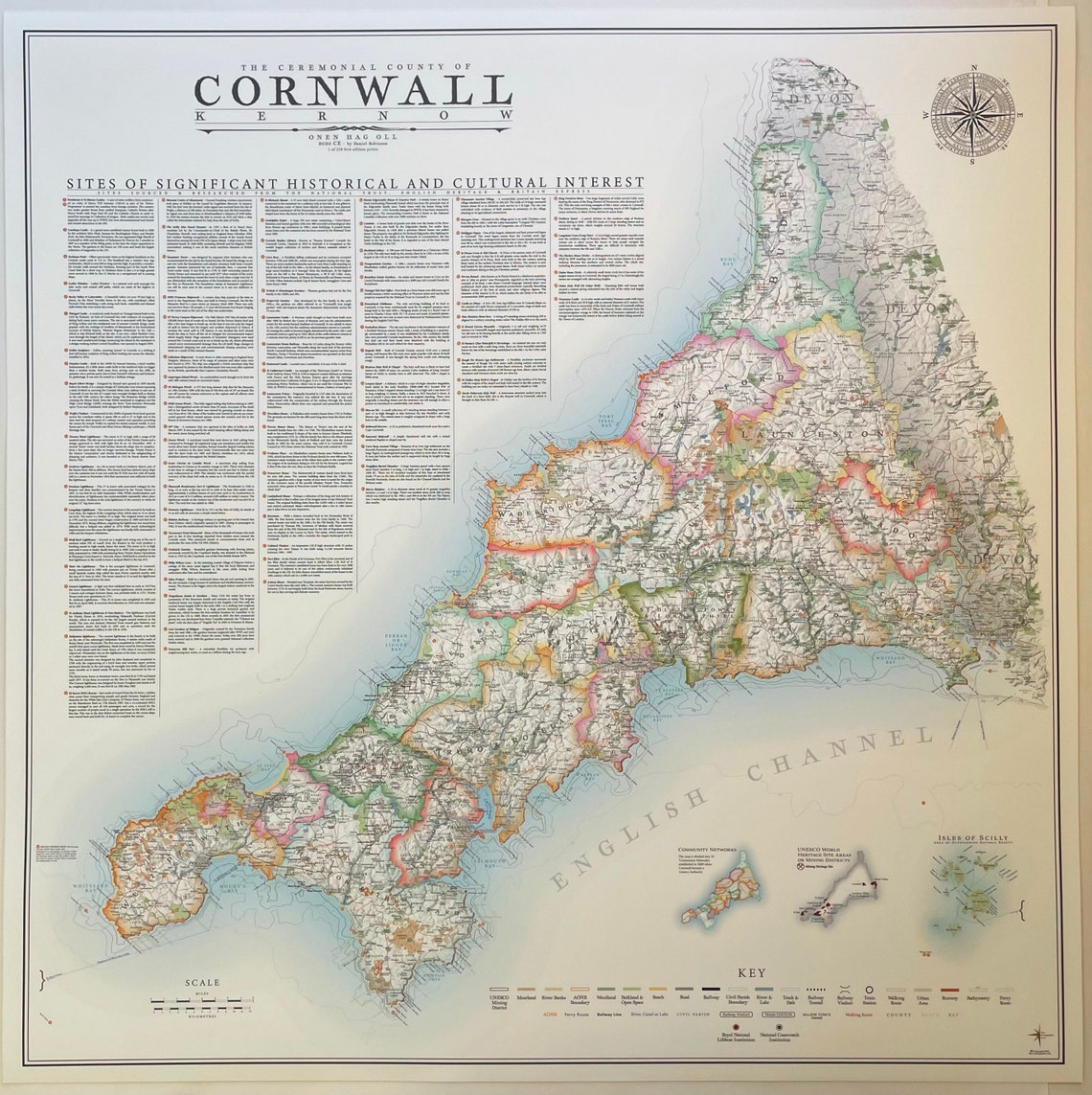 Cornwall County Map Vintage Map Print of Cornwall Map of - Etsy