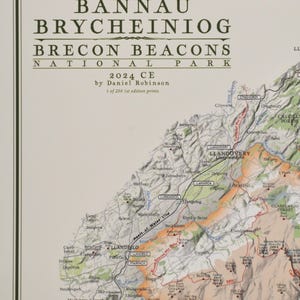 Vintage Brecon Beacons Map Print: Bannau Brycheiniog Giclee Art - Etsy UK