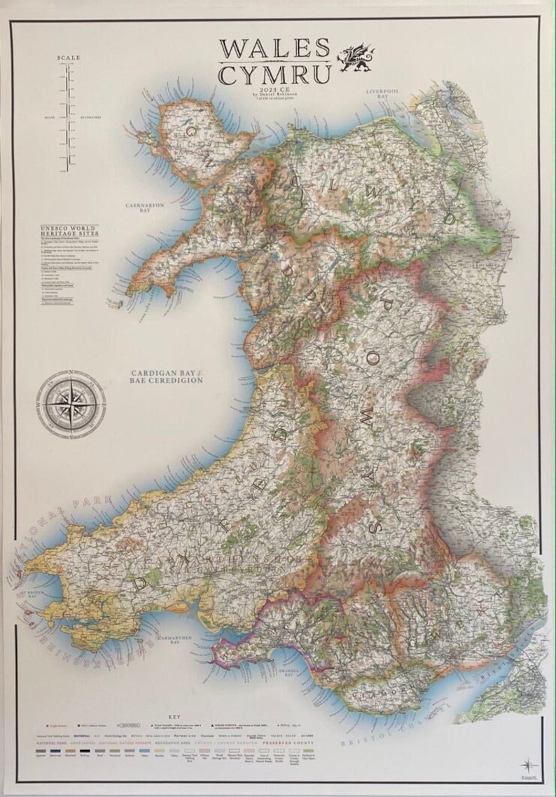 Map of Wales With Preserved Counties - Etsy