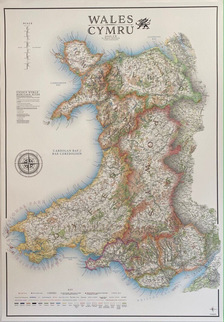 Map of Wales With Preserved Counties - Etsy